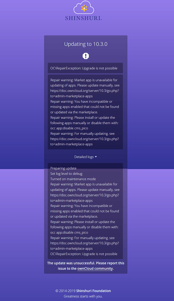 Upgrade from 10.2.1 to 10.3.0 using Upgrader in Owncloud Web Interface - Server - ownCloud Central