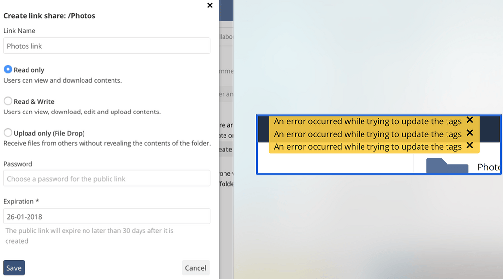 [SOLVED] TAGS and PUBLIC LINK NOT WORKING - Server - ownCloud Central