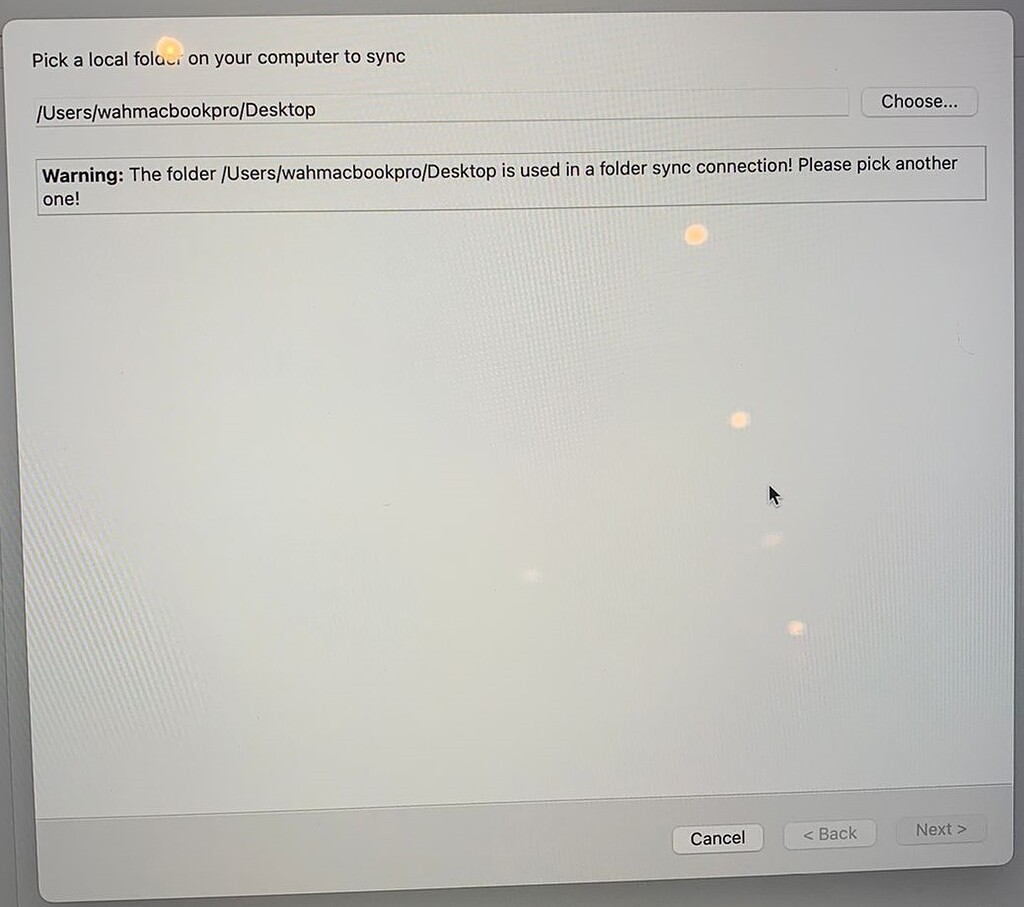 The Folder Is Used In A Folder Sync Connection Please Pick Another One Desktop Owncloud Central 
